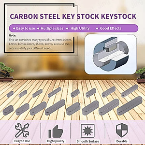 Swpeet 140Pcs 16 Sizes Carbon Steel 3mm 4mm 5mm 6mm Round Ended Feather Key Parallel Drive Shaft Keys Set Key Stock Assortment for Fasteners Mechanical Industry