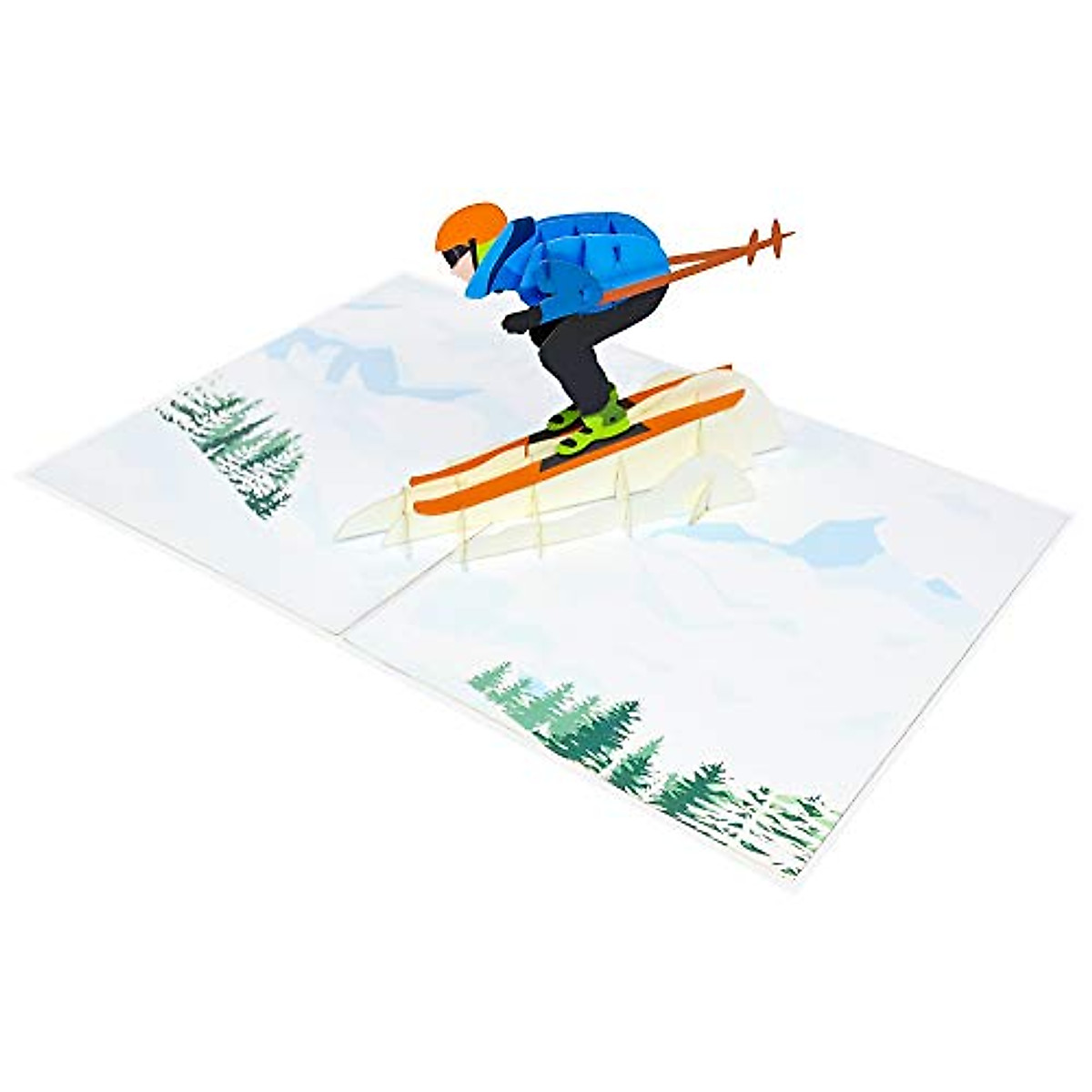 PopLife Mountain Skier 3D Pop Up Greeting Card - Birthday Card for Ski Bums and Snow Lovers, Retirement Gift for Boss, Sports Downhill Skiing - for Husband, for Boyfriend, for Son
