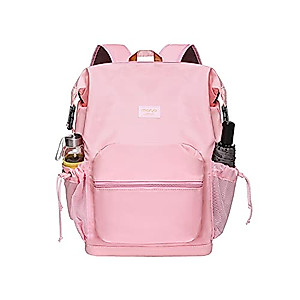MOSISO Laptop Backpack for Women School College Students Fits 15.6 inch Computer, Oxford Cloth Fashion Business Travel Multipurpose Bookbag Casual Hiking Daypack with Front Pocket,Pink