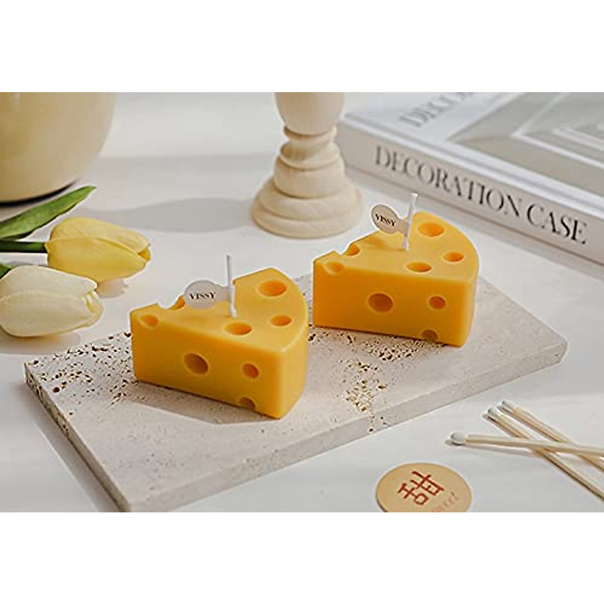 Cheese Shaped Scented Candle,120G Aroma Soy Wax Decorative Candle for Table Photo Prop Birthday Gift,Prefect for Meditation Stress Relief Mood Boosting Bath Yoga