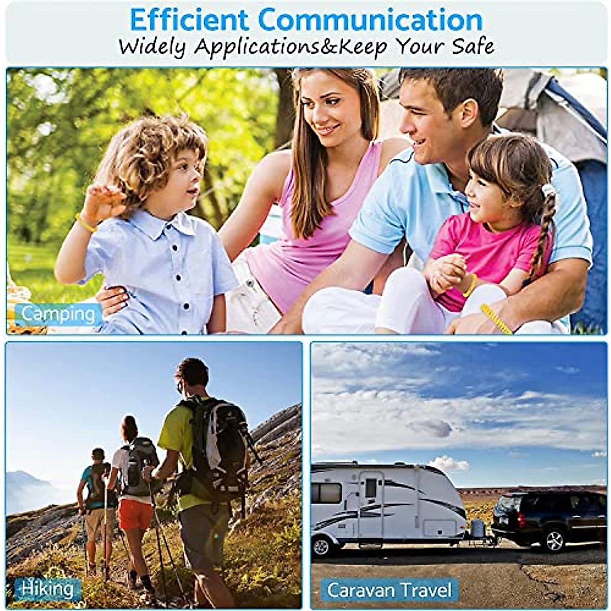 Walkie Talkies,eSynic 4Pcs Professional Rechargeable Walkie Talkies Long Range 2 Way Radio Handheld Radio Walkie Talkies for Adults Supports VOX 16CH with LED Light Original Earpieces for Camping etc