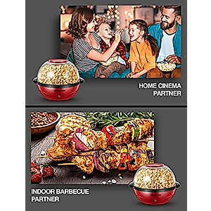 Popcorn Machine, 2 in 1 Popcorn Popper maker, 6 Quart/24 Cup, Nonstick Plate, 850W Electric Stirring with Quick-Heat Technology, Cool Touch Handles, Thicken Transparent Cover, Dishwasher Safe