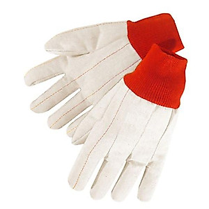 Liberty Glove & Safety 4518R 20 oz Nap-In Cotton Double Palm Canvas Men's Glove with Red Knit Wrist (Pack of 12)