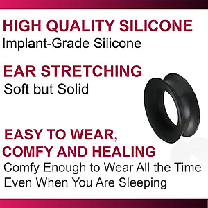 34mm Black Implant grade sili Double Flare Flesh Tunnels Large Gauge Plug AKCU Ear Stretching Stretchers Piercing SI04 2Pcs