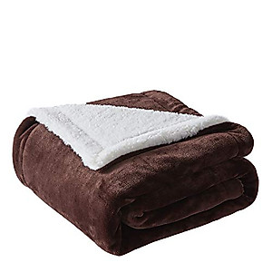 SEMECH Sherpa Throw Blanket Throw Size, Sherpa Fleece Throw Blanket Lightweight, Reversible Sherpa Blanket Machine Washable, 50" x 60", Brown