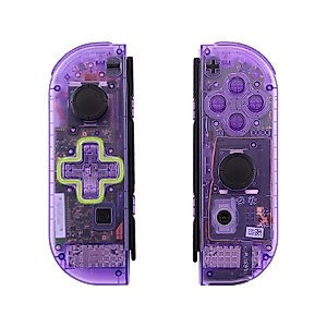 eXtremeRate Back Plate for Nintendo Switch Console, NS Joycon Housing Shell (D-Pad Version) with Full Set Buttons, DIY Replacement Shell for Nintendo Switch - Clear Atomic Purple