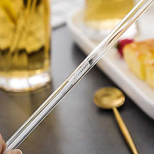 G Reusable Glass Straws Clear - 8.5 inches x 8 mm Straight Drinking Straws Healthy Eco-Friendly BPA Free 4 Pack with 2 Cleaning Stainless Steel Brushes