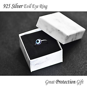 AntDear Evil Eye Ring for Women 925 Sterling Silver, Dainty Blue Eye Turkish Lucky Protection Gift for Her Size 6 (Evil Eye, 6)