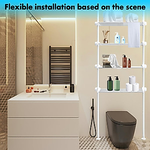 Starbover Over The Toilet Storage Shelf, 4-Tier Bathroom Organizers and Storage, Bathroom Space Saver with Adjustable Rack Metal, White