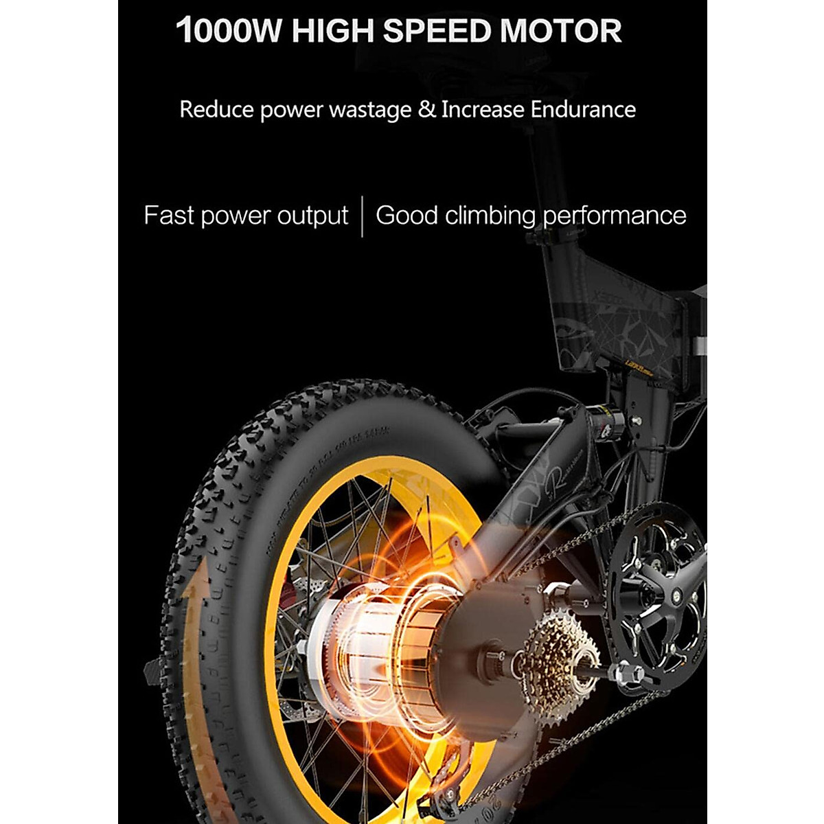 iRonsnow Lankeleisi 20" Fat Tire Electric Bike, 1000W Motor Folding Bicycle 28MPH 90NM - 7 Speed E Snow Mountain Ebike 48V 17.5Ah Lithium Battery E-Bike