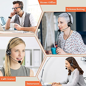 Phone Headset with Microphone Noise Cancelling, Call Center Telephone Headset with RJ9 Jack, Work for Avaya 1408 9508 1416 Shoretel 230 480 Mitel 5220 Polycom NEC Allworx Zultys Aastra Landline Phones