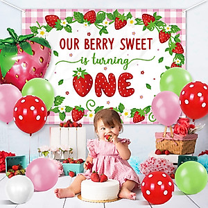 Vansolinne Strawberry First Birthday Decoration Berry First Birthday Party Set Balloons Backdrop Sweet One Party Supplies Photo Backdrop Banner Balloons Garland Decor Kit Party Decorations Supplies