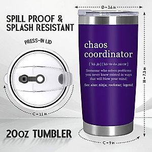 AXIARA Gifts for Women - Chaos Coordinator 20 oz Stainless Steel Insulated Coffee Tumbler With Lid - Teachers Day Birthday Appreciation Thank You Gifts for Coworkers Boss Lady Employee Teachers