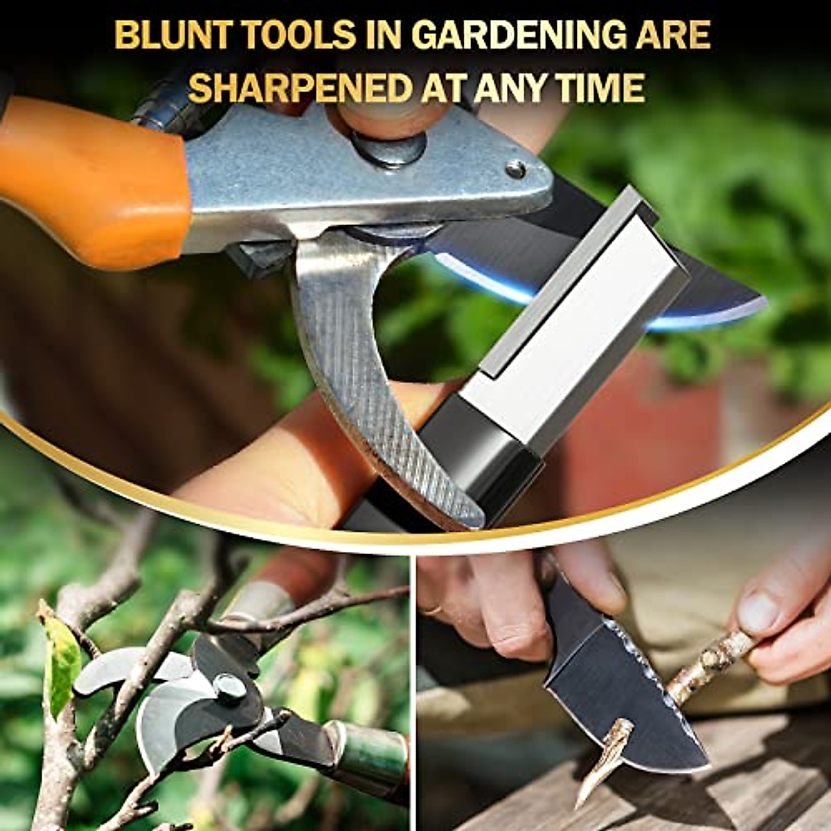 Knife Sharpener Blade Sharpening Whetstone: Pocket Sharpen Garden Tool Shears Scissors Knives Pruner Portable Knife Sharpener & Stocking Stuffers for Men Keychain Multitool - Key Shaped Pocket EDC Too