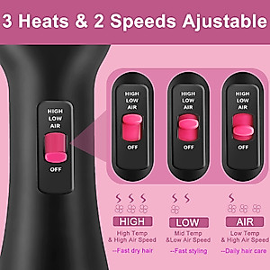 PERMODEL Hair Dryer Blow Dryer Brush, One-Step Ionic Volumizer, Professional Hot Air Brush with Titanium Barrel, Styler Tools for All Hair Types. (Black Pink)