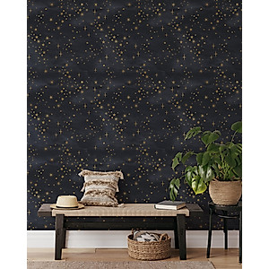 Coloritto Starry Night Peel and Stick Wallpaper | Removable Self Adhesive Space Wallpaper | Kid's Room Interior | Peel and Stick Wallpaper (Sample 12" W x 8" H)