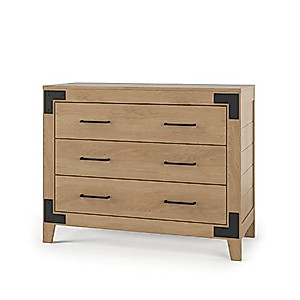 Child Craft Lucas 3 Drawer Wood Dresser, Anti-Tip Kit, Extra-Large Storage for Baby Nursery, Kid’s Room (Nutmeg)