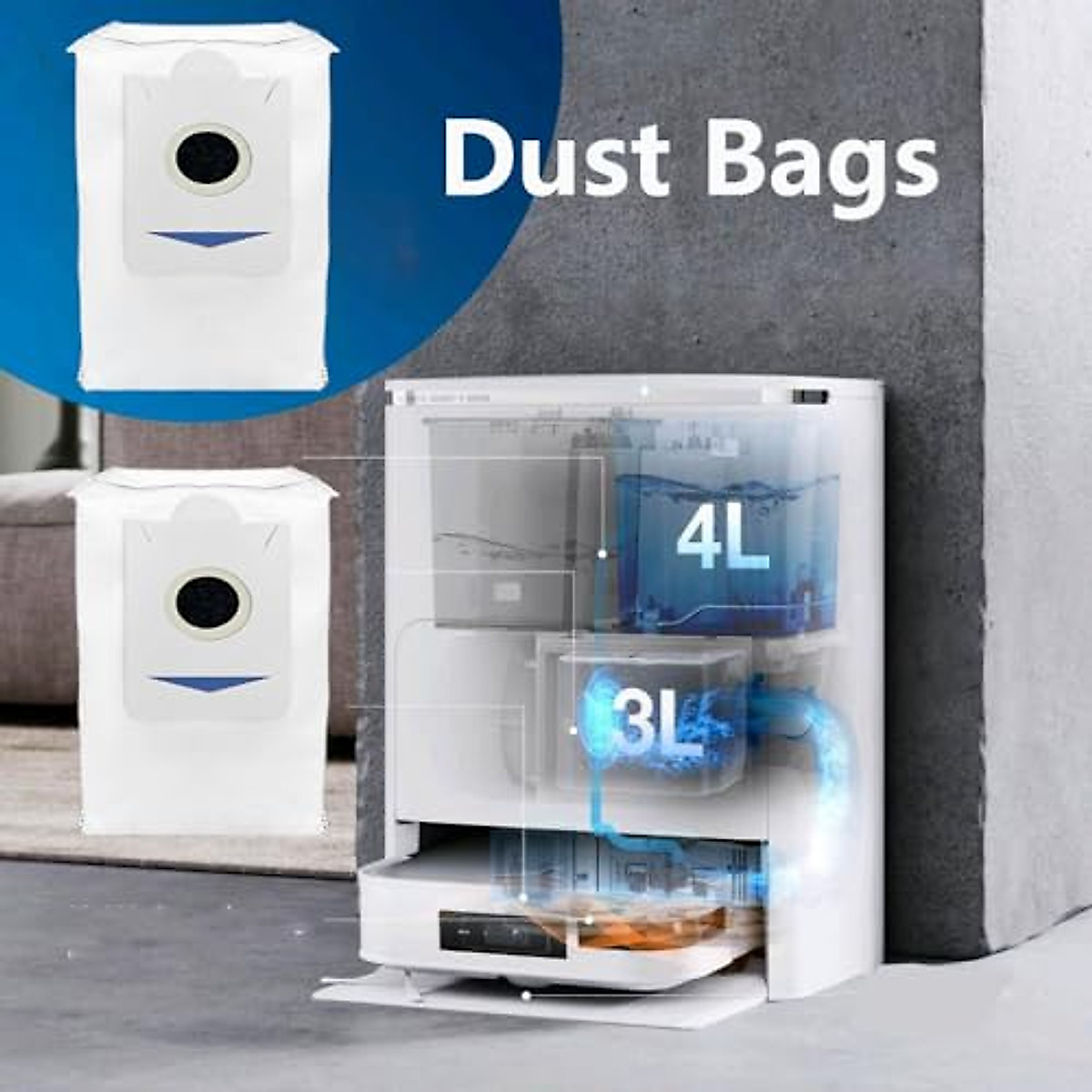 Moupaa 6PCS Dust Bags for Ecovacs Deebot X5 Pro/ X5 Omni/ X2/ X2 Pro/ DEX86 Robot Vacuums Replacement Spare Parts