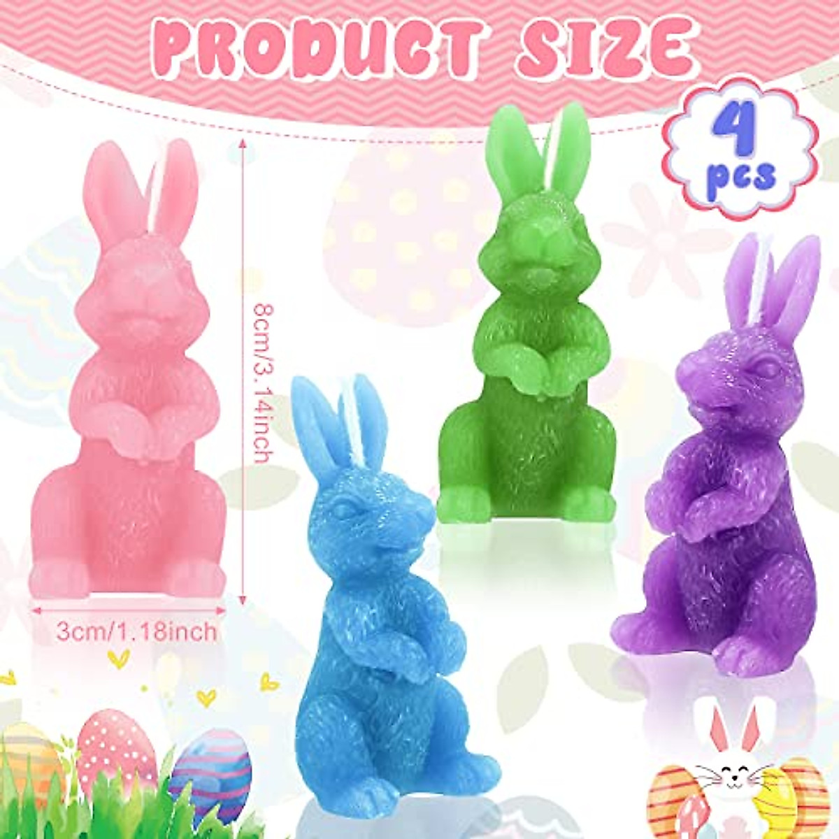 4 Pieces Easter Candles Rabbit Shape Candles Easter Bunny Candles Spring Easter Candles Rabbit Candles Gifts for Easter Bunny Decorations Party Table Home Decor Spring Celebrations