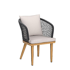 PURPLE LEAF Patio Dining Chair Set Modern Wicker Outdoor Furniture Seating for Garden Deck Kitchen Backyard 2 Pieces Aluminum Bistro Set, Cushions and Pillows Included