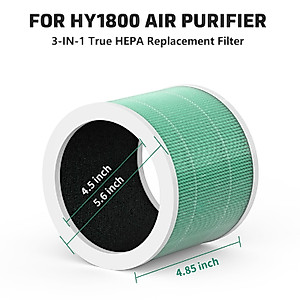 HY1800 Air Purifier Replacement Filter, Compatible with Loytio/AYAFATO/Honeyuan/IOIOW/CHIVALZ/MORENTO HY1800 Purifier, 3-in-1 Filtration, High-Efficiency Activated Carbon, True HEPA 13 Filter (4 Pack)