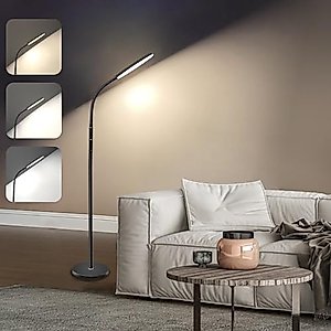 LED Floor Lamps Dimmable with Timer and Dimmer/Remote and Touch Control, 18W Bright Modern Standing Sofa Light, Adjustable Gooseneck Task Lighting for Reading Living Room Bedroom Office (Black)