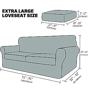 YEMYHOM Latest Checkered 3 Pieces Couch Covers for 2 Cushion Couch High Stretch Sofa Cover with 2 Extra Large Seat Cushion Covers Anti Slip Elastic Slipcovers (Light Gray), 71"-91"(2 CUSHIONS)