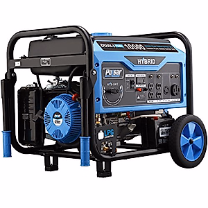 Pulsar PG10000B16 Portable Dual Fuel Generator-8000 Rated 10000 Peak Watts-Gas & LPG Electric Start-Switch-&-Go Build in, RV Ready-CARB Compliant, 10, 000W, Black