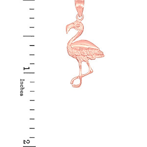 Animal Kingdom Solid 10k Rose Gold Charm Pink Flamingo Pendant