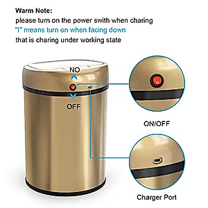 Smart Trash Can 3.5 Gallon Stainless Steel Garbage Can with Automatic Packaging Function, Touchless Trash Can, Intelligent Induction Trash Bin for for Bathroom Kitchen Office(Champagne Gold)