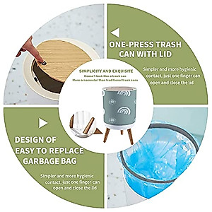 Trash Can with Lid Childrens Seamless with Rainbows and The Sun Trendy Childrens Motif Wood Small Garbage Bin Waste Bin for Kitchen Bathroom Bedroom Press Cover Wastebasket 7L/1.8 Gallon