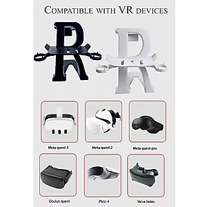 TNE VR Stand Headset and Controller Display Holder Mount Station for Quest Pro, Quest 2 and Rift S Virtual Reality Gaming System (Black)