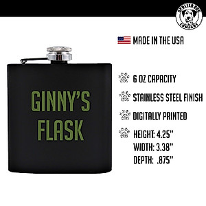 Personalized 6oz Stainless Steel Matte Black Flask - Printed Your Text Here, Metal Hip Pocket Discreet Flask – Custom Novelty Groomsmen Gifts – Liquor Whiskey Gifts for Men Women