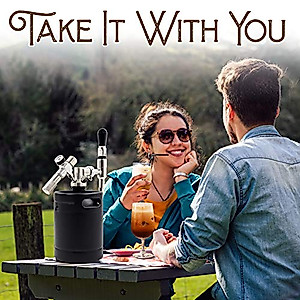 NutriChef Nitro Cold Brew Coffee Maker - 64Oz Stainless Steel Home Brew Coffee Keg w/Adjustable Pressure Regulator, Nitrogen Coffee Growler Machine Dispenser System, Stout Creamer Faucet NCNTROCB20