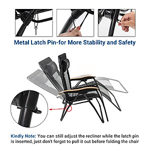 Coastrail Outdoor Zero Gravity Chair Oversized XXL 33.5" Patio Padded Reclining Lounger with Pillow, Side Table for Camping, Lawn, Garden Black/1pack