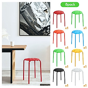 8 Pack Stacking Stools Classroom Stackable Stool Plastic Stack Stool Round Stacking Stool Set Student Round Stool Multipurpose Stool Chairs Flexible Seating for Kids Adult Home Classroom (White)