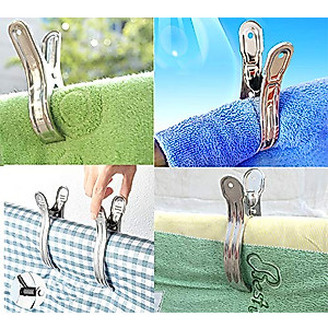 Beach Towel Clips, 12 Pcs 5.5 Inch Length Stainless Steel Mental Clips for Quilt, Beach Towel, Blankets, Clothes, Skirts, Pool Cover, Photos (5.5 inch 12 pcs)