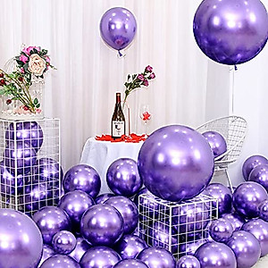 Metallic Purple Balloons-Thickened 86Pcs Chrome Purple Balloons Different Sizes 5/10/12/18 inch Purple Balloon Garland Arch Kit for Birthday Wedding Halloween Christmas Anniversary Party