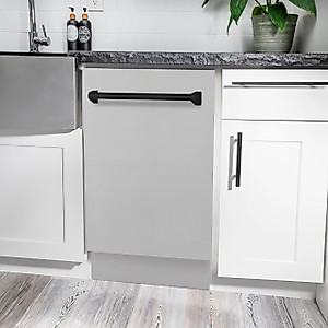 ZLINE Autograph Edition 18" Compact 3rd Rack Top Control Dishwasher in Stainless Steel with Matte Black Handle, 51dBa (DWVZ-304-18-MB)
