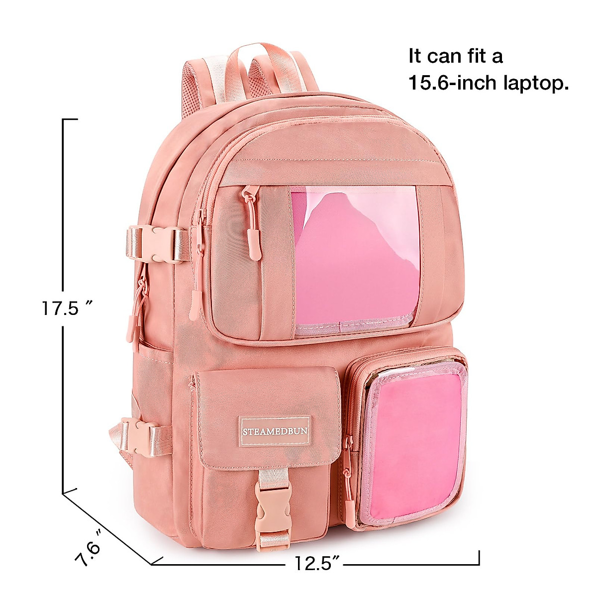 STEAMEDBUN Kawaii Backpack Cute Aesthetic Backpack for Girls,Ita Backpack with Inserts for School (without pins)