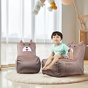 DKLGG Cute Dog Bean Bag Chair for Kids, Stuffed Animal Beanbag Chairs Soft and Comfy Stuffable Zipper for Girls Boy Room Decor Large, Animal