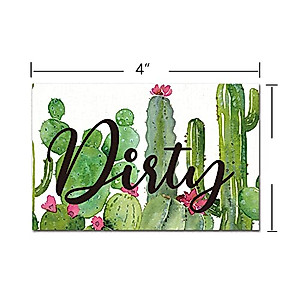 Cactus Pattern Clean Dirty Reversible Dishwasher Magnet, Double Sided Strong Kitchen Flip Indicator, Rustic Farmhouse Kitchen Refrigerator Dishwasher Decor, Gift for Women, Her