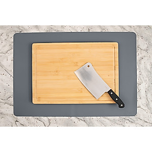 gasaré, Set of 2, Extra Large, Thick, Silicone Mats for Kitchen Counter, Heat Resistant Mats, Countertop Protector, Non-Slip, Easy to Clean, 25 x 17 Inches x 1.4mm, Gray