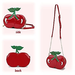 ENJOININ Sequins Red Cherry Shoulder Bag Women's Crossbody Bag Girl's Clutch Bag Fashion Purses and Handbags