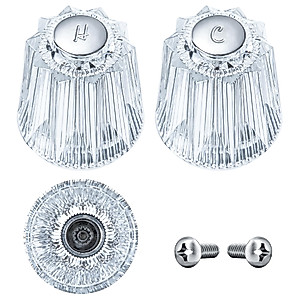 Enhon Shower Faucet Handle Replacement, Compatible with Price Pfister Contessa and Windsor Tub and Shower Faucets, 2 Piece Hot and Cold Shower Knob Replacement, Clear Acrylic