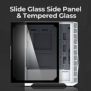 Zalman Z3 Iceberg ATX Mid Tower Gaming PC Case - 2 x 120mm ARGB Fans Preinstalled - Tempered Glass Side Panel - Support E-ATX, 2 x USB 3.0, White