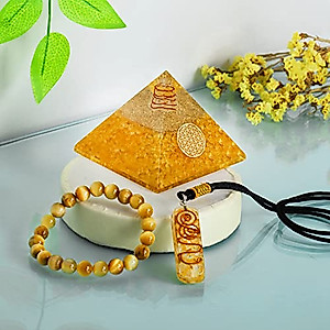 Orgone Pyramid - Citrine Pyramid - Crystal Decor - Stones and Crystals - Meditation Accessories - Wealth Pyramid - Witchcraft Supplies - Positive Crystals - Chakra Pyramid