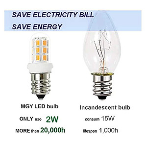 G MGY OLED E12 LED Bulbs Replacement for 15W Himalayan Salt Lamps, Chandeliers, Night Light Bulbs, E12 Candelabra Base, C7 Replacement Bulbs, Warm White 3000K 2-Pack