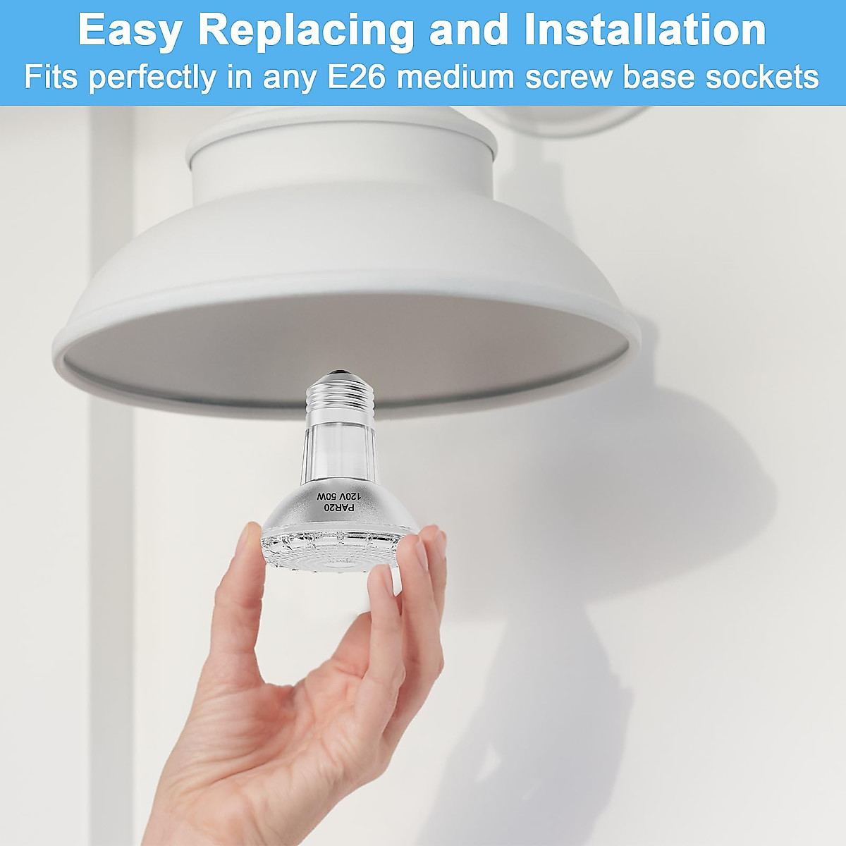 Par20 Bulbs, 6 Pack 120V 50W Par20 Halogen Light Bulbs 2500 Lumens High Output, Dmimable Reflector Par20 Flood Bulb for Recessed Light, Track Light, Range Hood Light, E26 Medium Base, Warm White