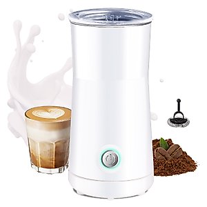 Huogary Milk Forther Simple Milk Frother and Steamer 2-in-1 Milk Steamer with Hot Milk Foam and Hot Milk for Latte, Macchiato, Cappuccinos (white)